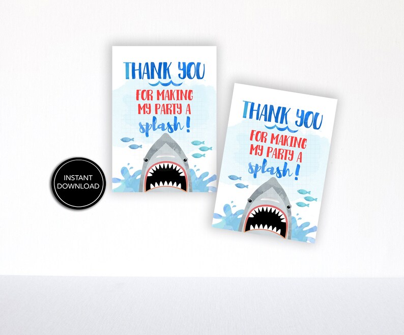 Shark Party Favor Tag Printable: shark FAVOR Tag - Etsy