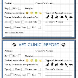 Vet Pretend Play Printable Bundle: "vet CLINIC Play" Veterinarian, Prek ...