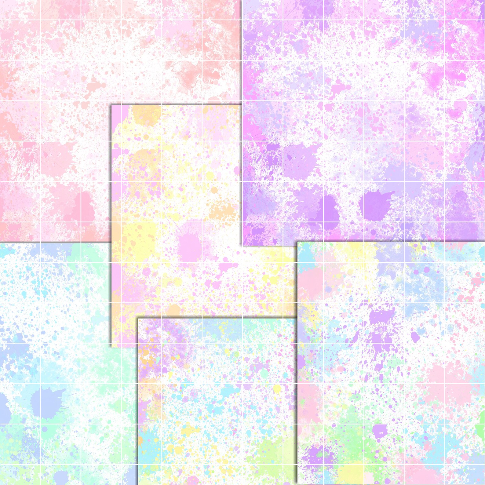 Pastel Paint Splatter Digital Paper: Soft Pink, Blue, Purple (digital ...