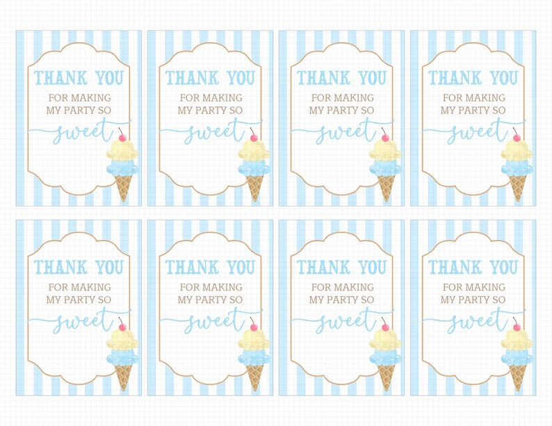 Blue Ice Cream Favor Tag Printable Download: ice CREAM - Etsy