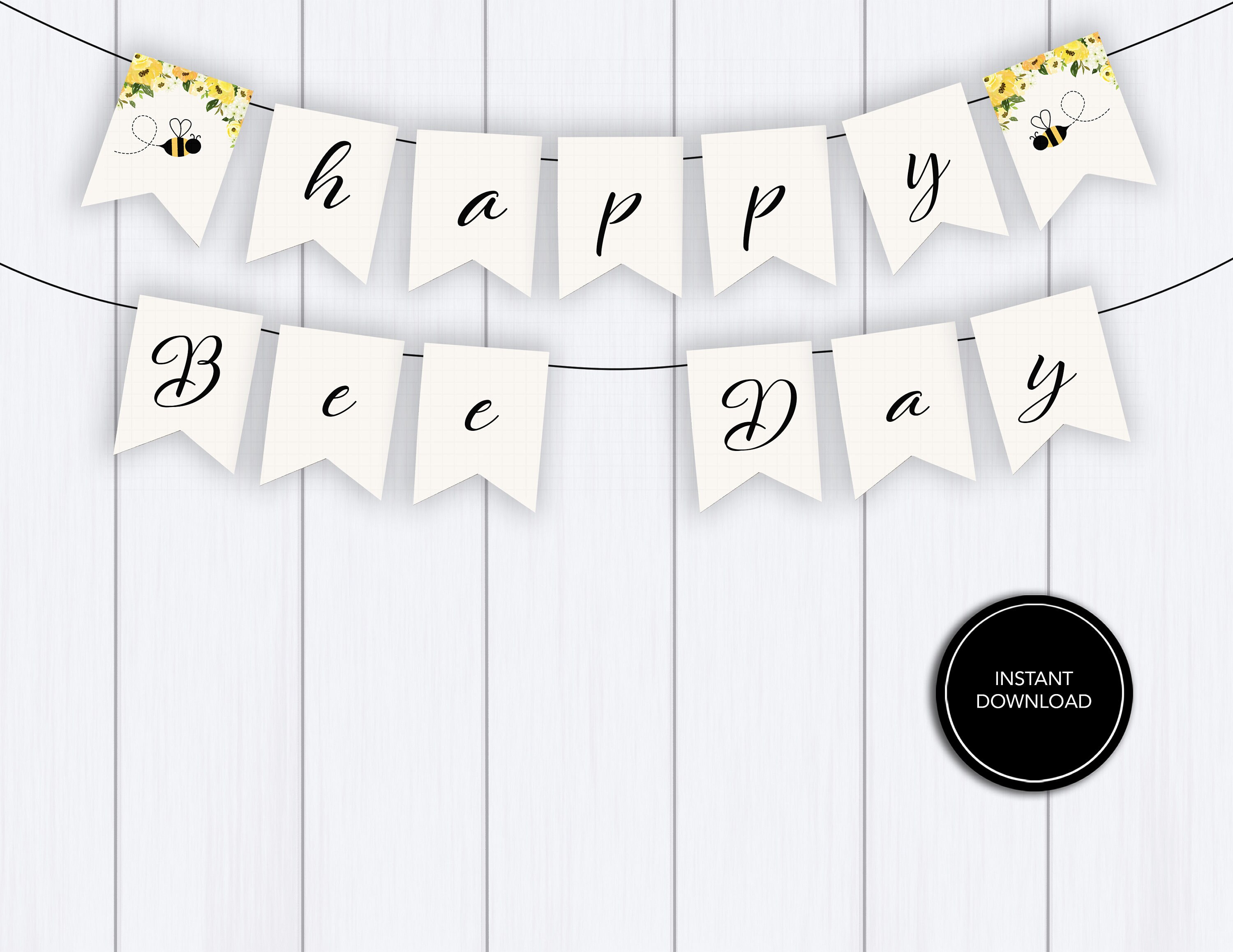 Bee Day Banner Printable Digital Download: happy BEE | Etsy
