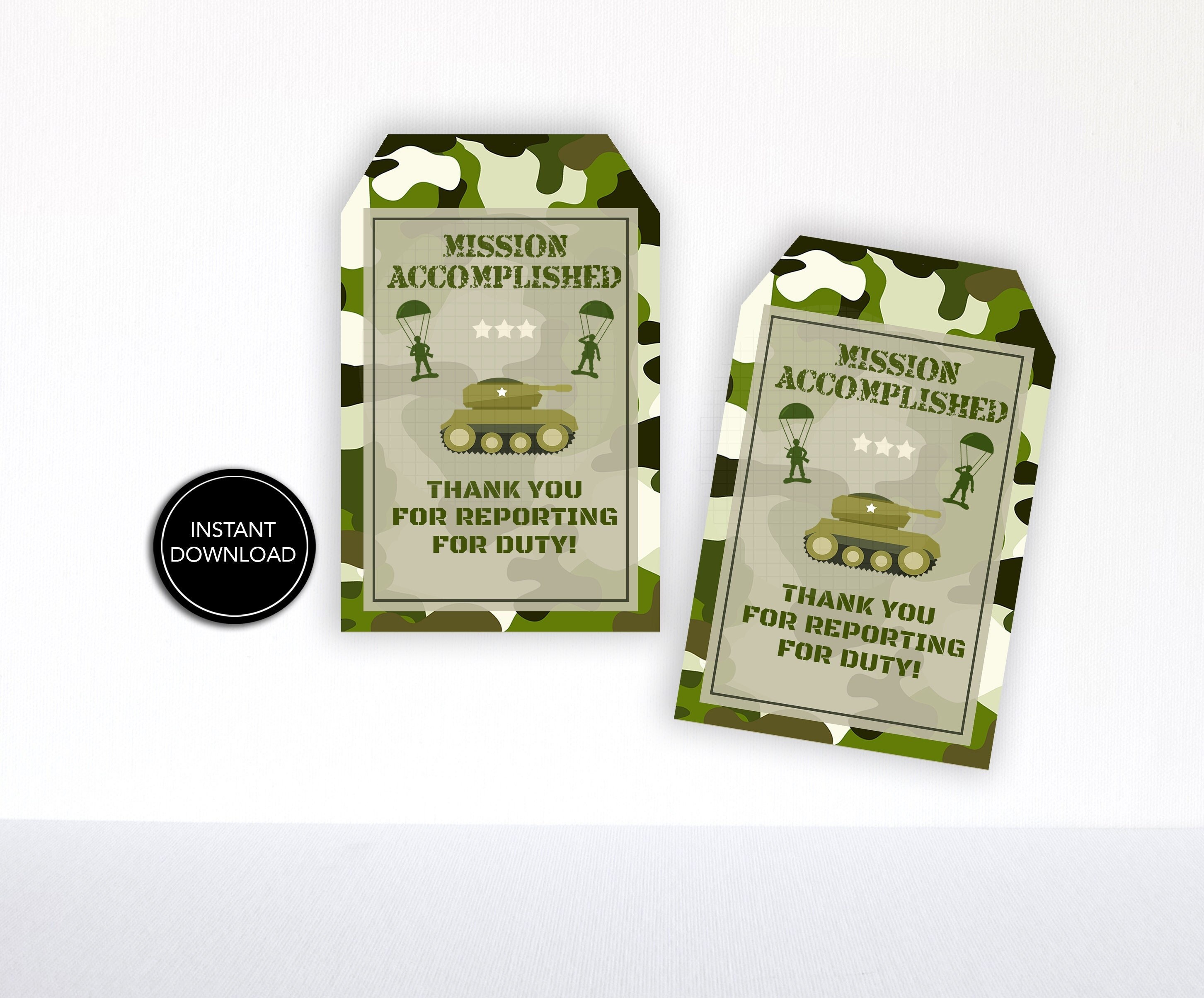 Army Birthday Favor Tag Printable: ARMY PARTY | Etsy