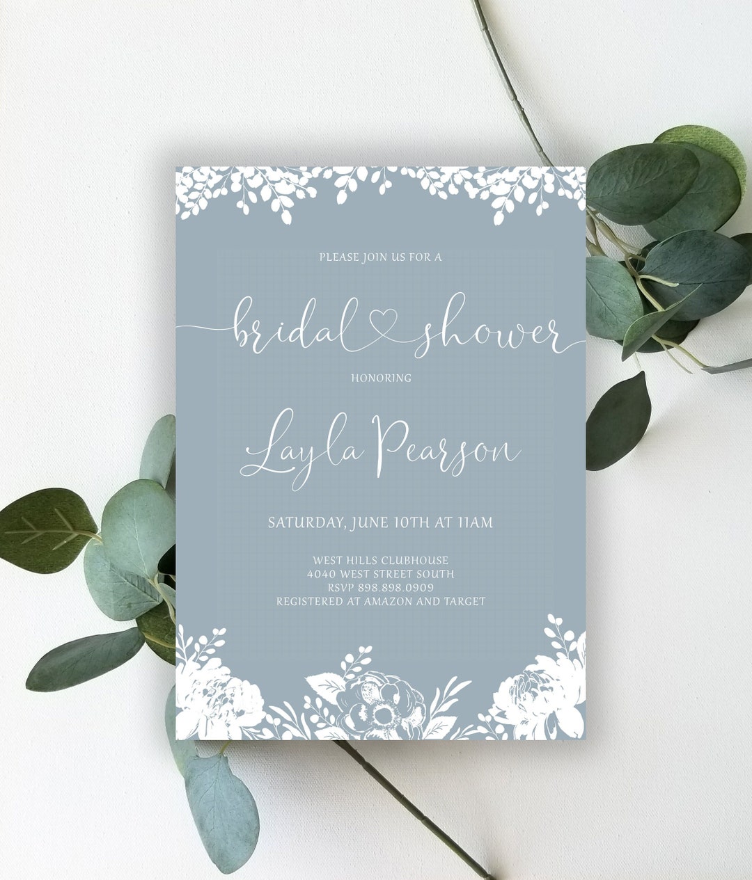 Simple Bridal Shower Invitation Printable: "blue BRIDAL Invitation ...