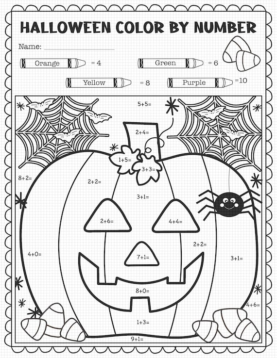 Kindergarten Worksheets Halloween Color By Numbers Worksheets Similes