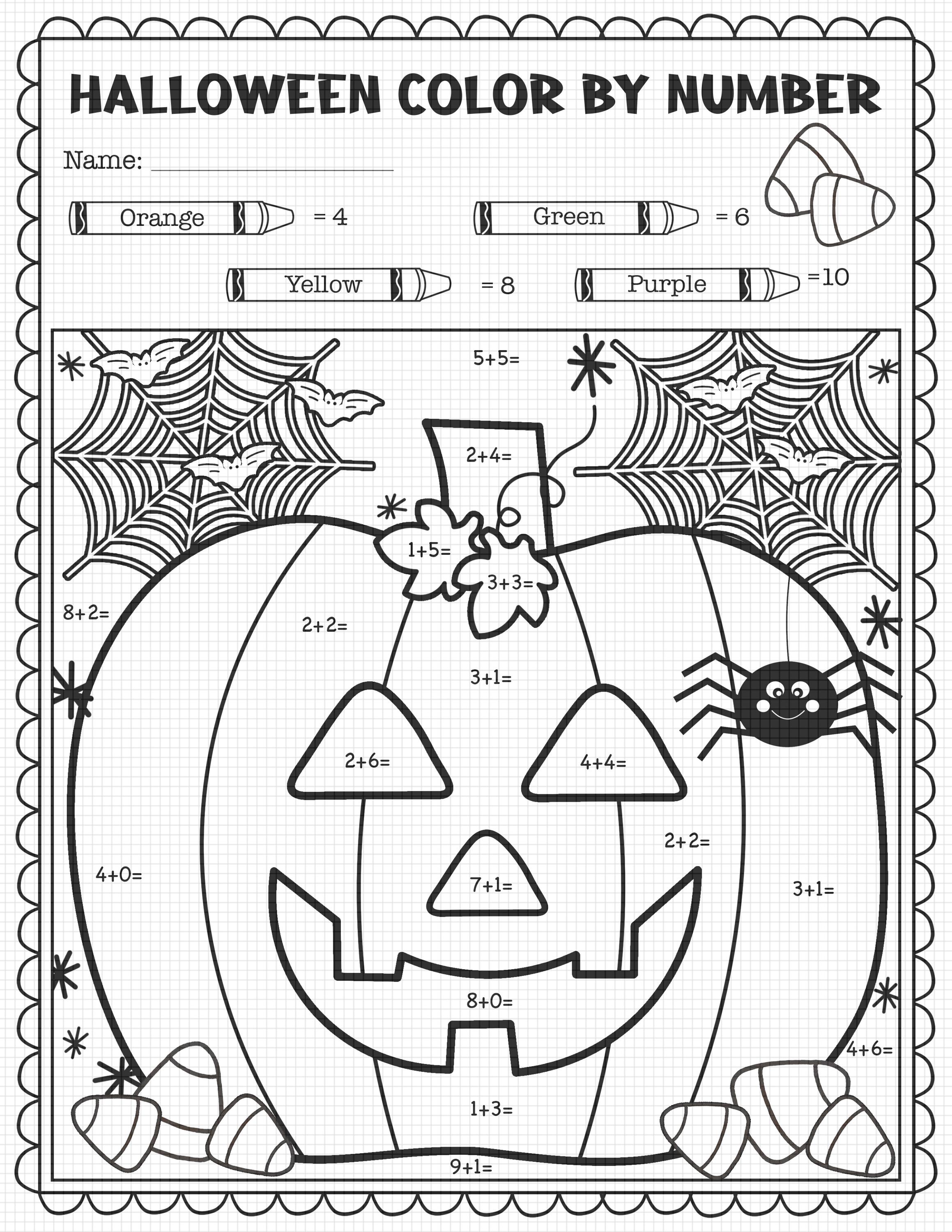 Halloween Color by Number Math Practice - "color BY Number" - Fall ...
