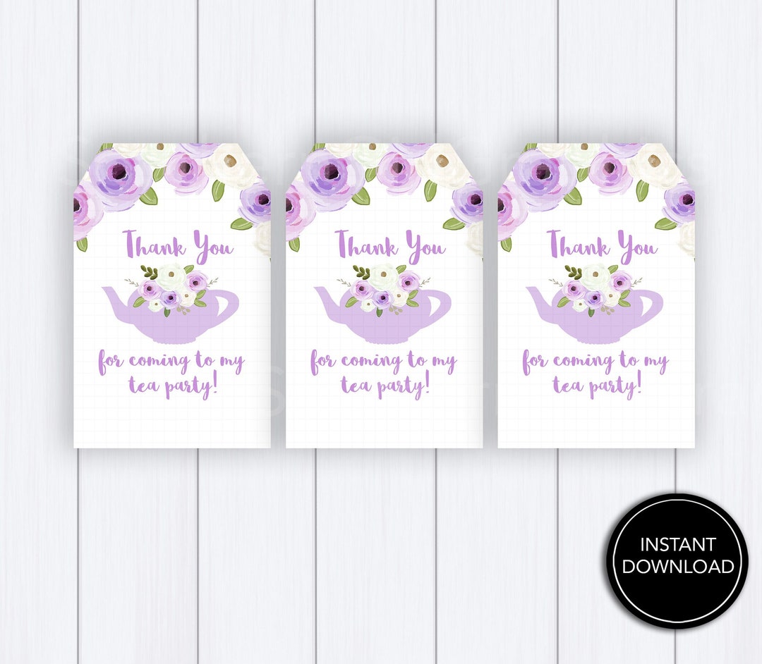 Purple Tea Party Favor Tag Printable Download: "tea FAVOR Tag" Tea ...