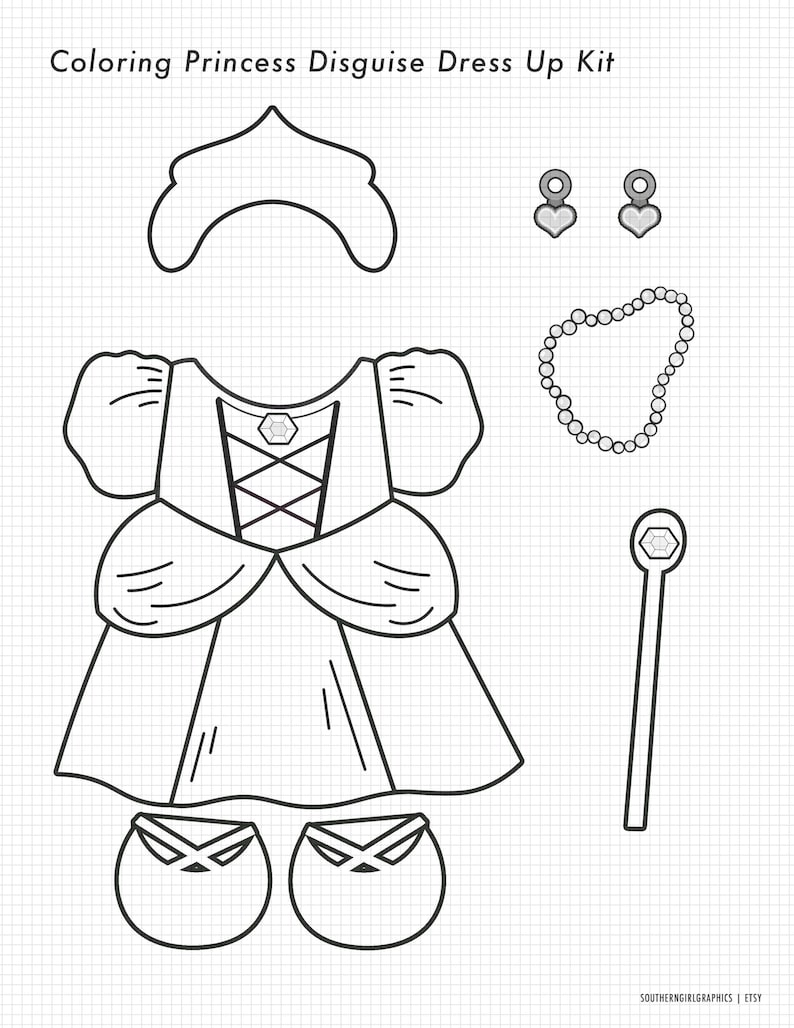 Coloring Turkey Disguise: Princess Dress up Kit (PDF) - Etsy