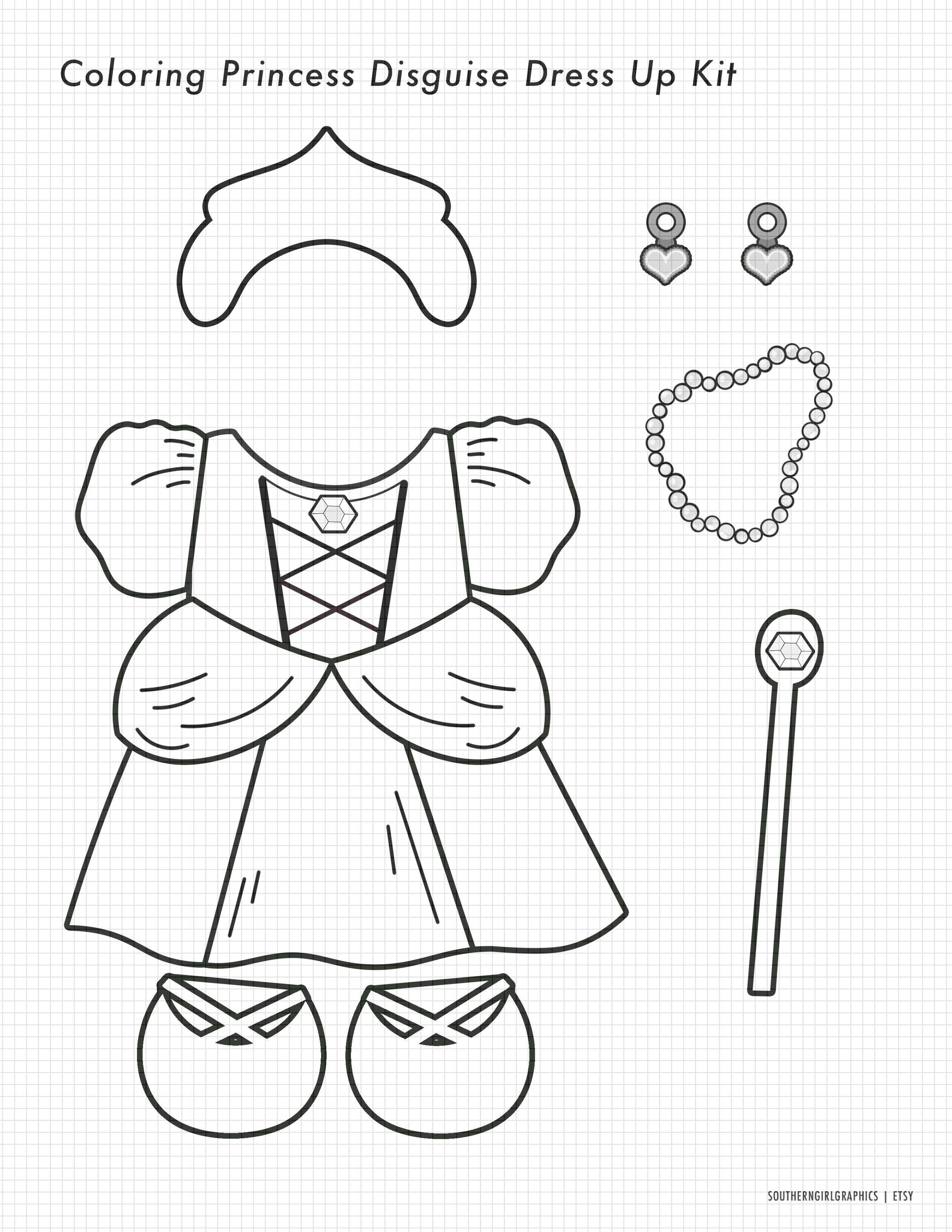 Coloring Turkey Disguise: Princess Dress up Kit (PDF) - Etsy