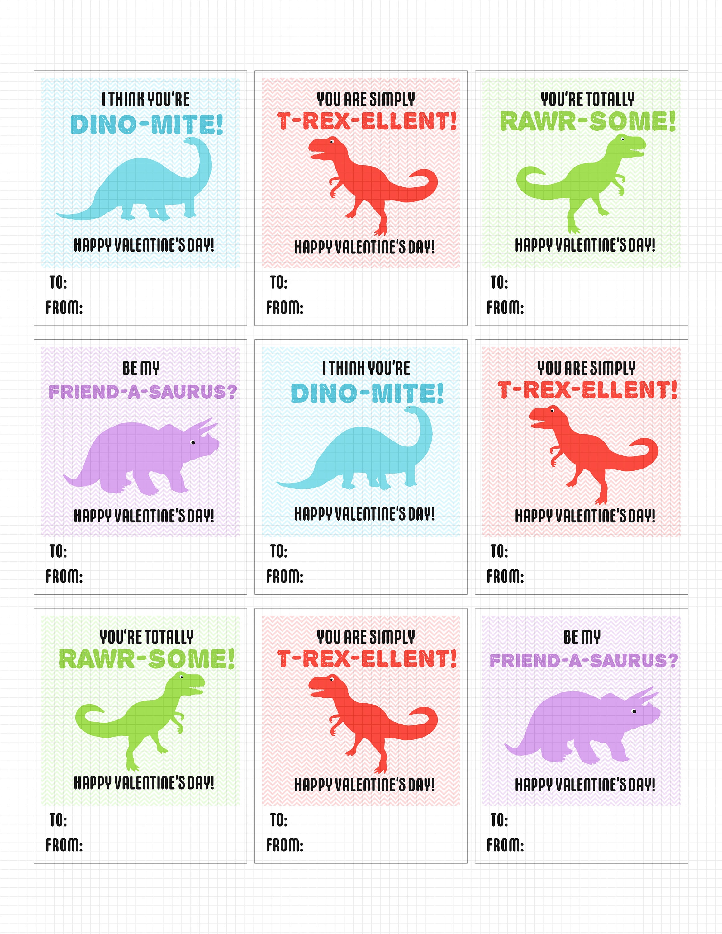 Dinosaur Valentine Printable Download: "printable Valentines" Dinosaur ...