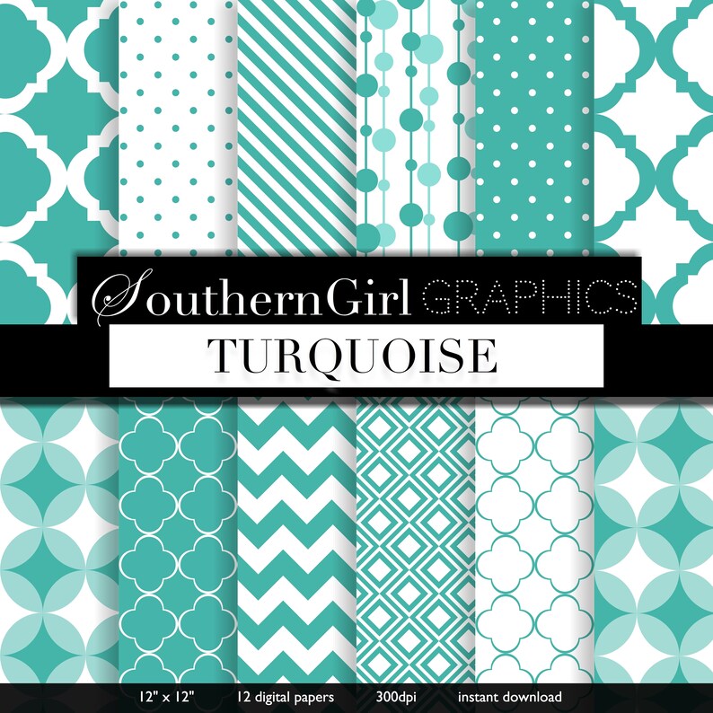 Turquoise Digital Paper: turquoise With Turquoise - Etsy