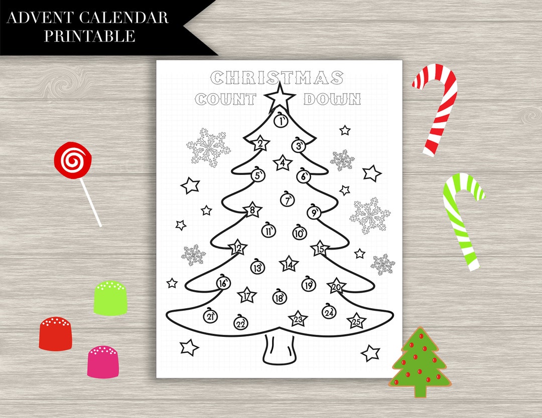 Kids Advent Calendar Coloring Printable - "christmas Coloring" Kids ...