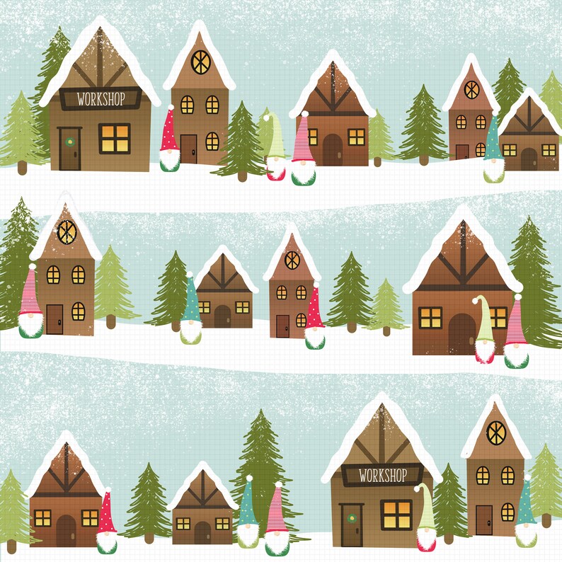 Gnome Digital Paper: "gnomes" Christmas Gnomes, Gnome Village ...