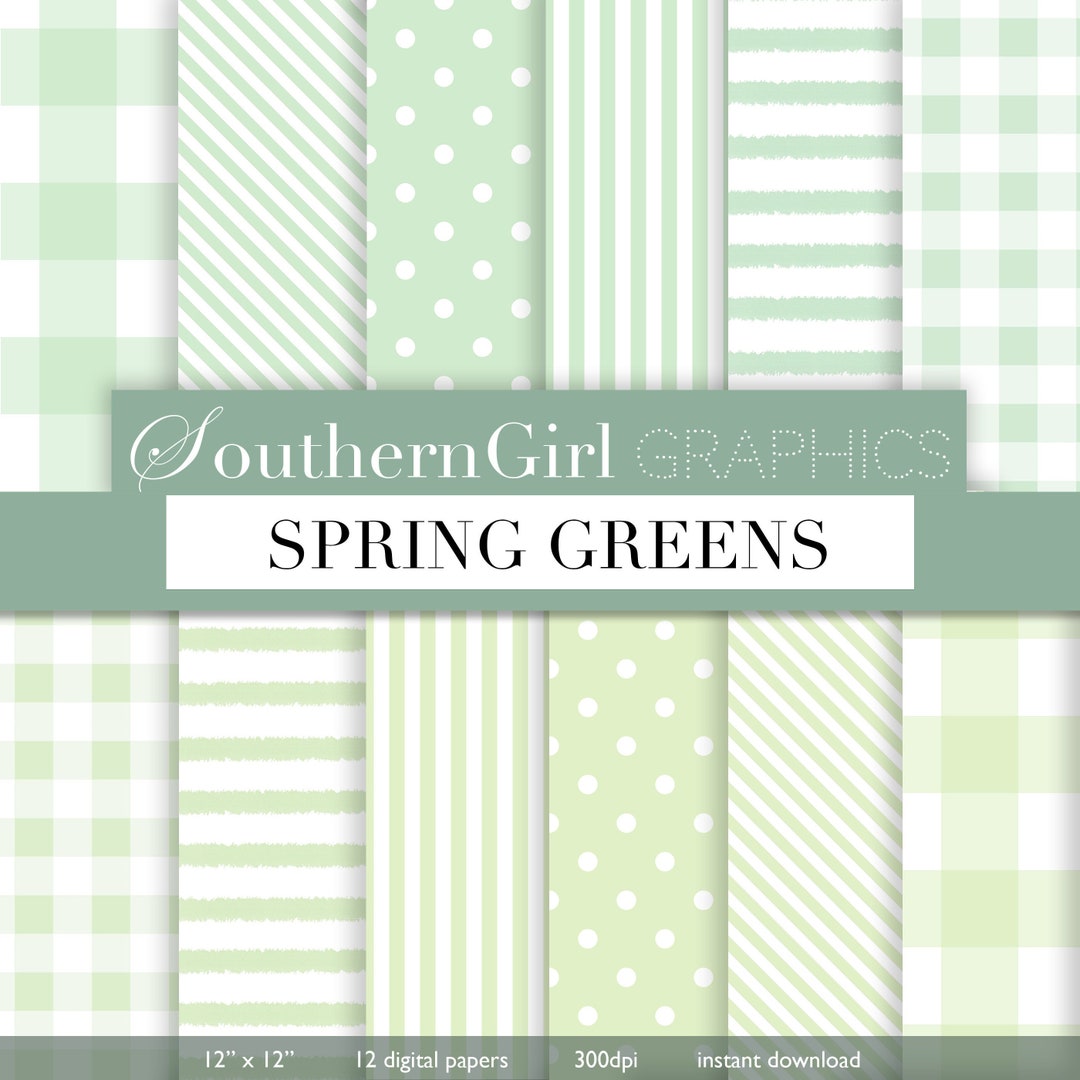 Green Digital Paper: spring Green With Light - Etsy
