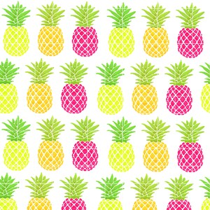 Pineapple Digital Paper: "tropical Pineapple" With Pink, Orange, Palm ...