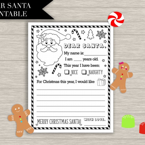 Letter to Santa Printable dear Santa Christmas - Etsy