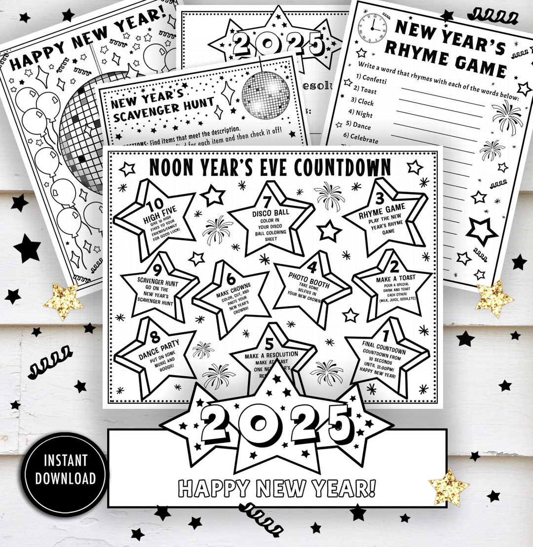 Noon Years Eve Countdown Printable Bundle - "noon YEARS Countdown" New ...
