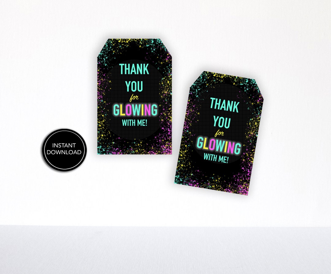 Neon Glow Favor Tag Printable Download: "glow FAVOR Tag" Glow in the ...