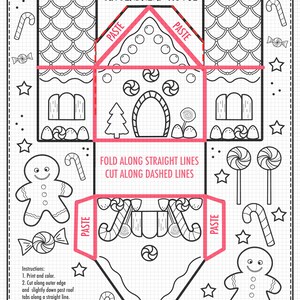 Gingerbread House Printable Craft | Cut, Color & Fold Christmas ...