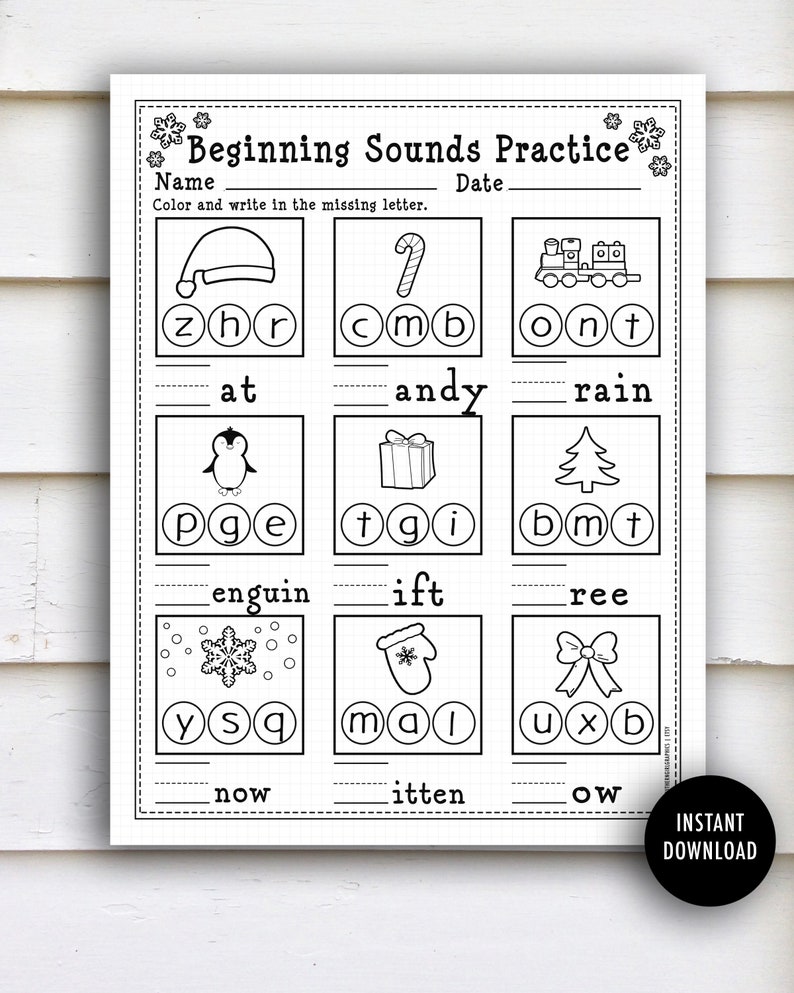 Christmas Worksheet Phonics- "letter Worksheets" Winter, Phonics ...
