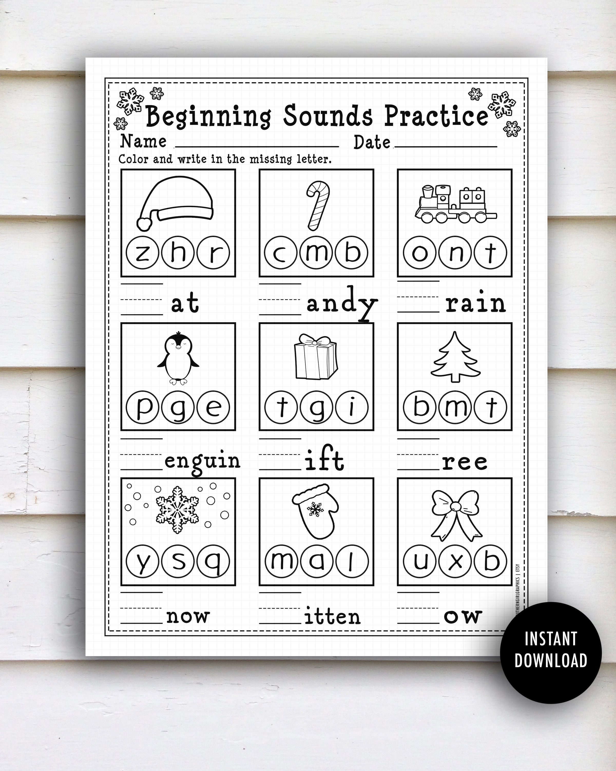 Christmas Worksheet Phonics- "letter Worksheets" Winter, Phonics ...