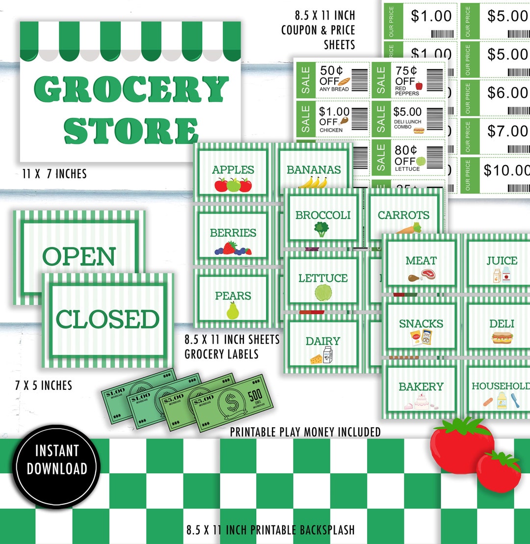 Grocery Store Pretend Play Printable Bundle: "market Play" Pretend ...