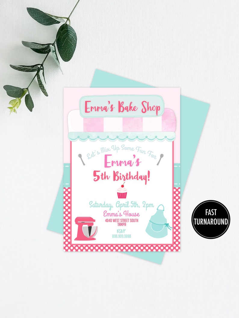 Cake Decorating Birthday Invitation Printable: Bakery - Etsy