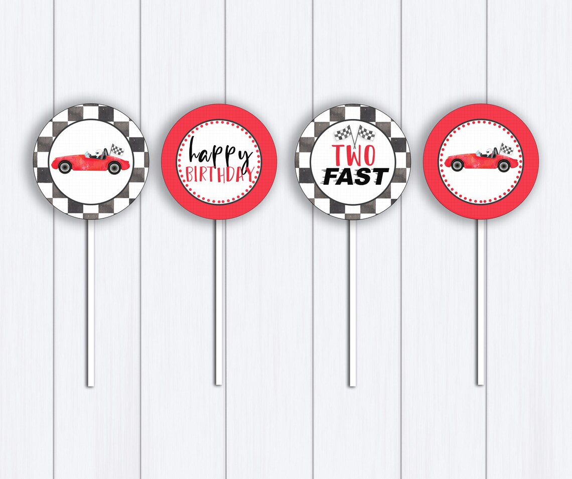 Red Race Car Cupcake Toppers Printable: Racing Birthday - Etsy