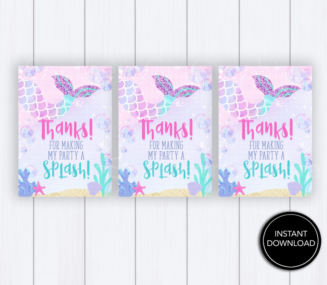 Mermaid Favor Tag Printable Download: "mermaid Tag" Mermaid Birthday ...
