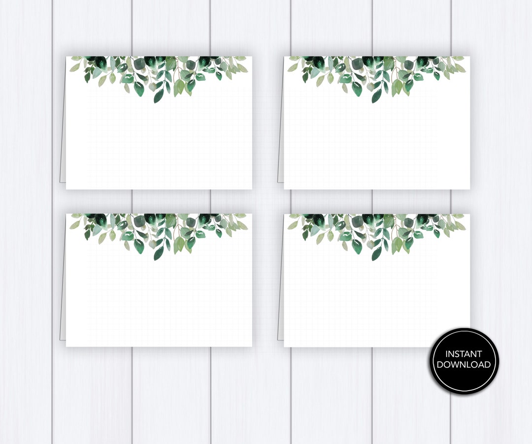 Greenery Tent Card Printable: "greenery Card" Ivy, Eucalyptus, Tent ...
