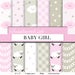Baby Girl Digital Paper baby GIRL Clouds With Pink, Gray, Stars, Clouds ...