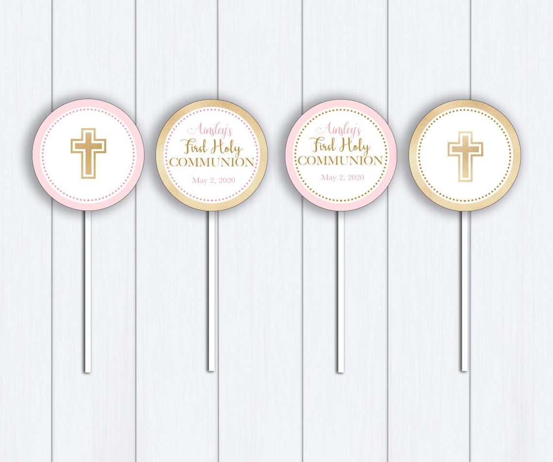 Girl First Communion Cupcake Toppers Printable: "first COMMUNION ...