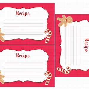 Gingerbread Recipe Cards: "christmas RECIPE Cards" Cookie Exchange ...