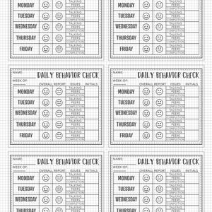 Daily Behavior Chart Printable: Student Behavior Report Cards (PDF ...