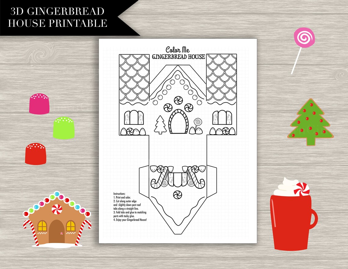 Paper House Gingerbread House Printable gingerbread - Etsy