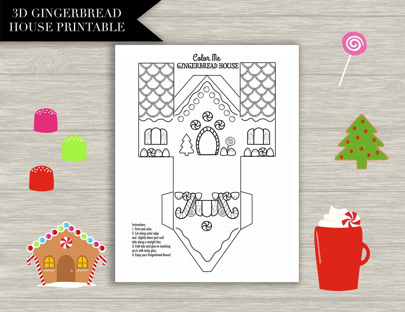 Paper House Gingerbread House Printable gingerbread - Etsy