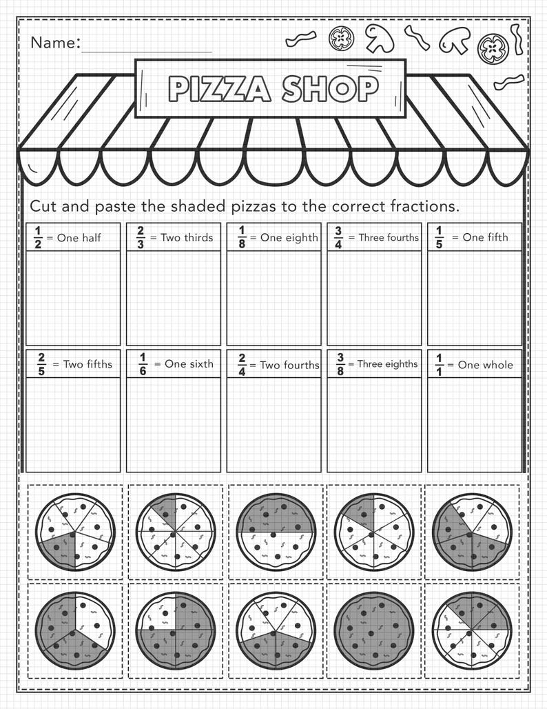 Basic Fractions Chart & Worksheets | Printable Math Bundle for Grades 1 ...