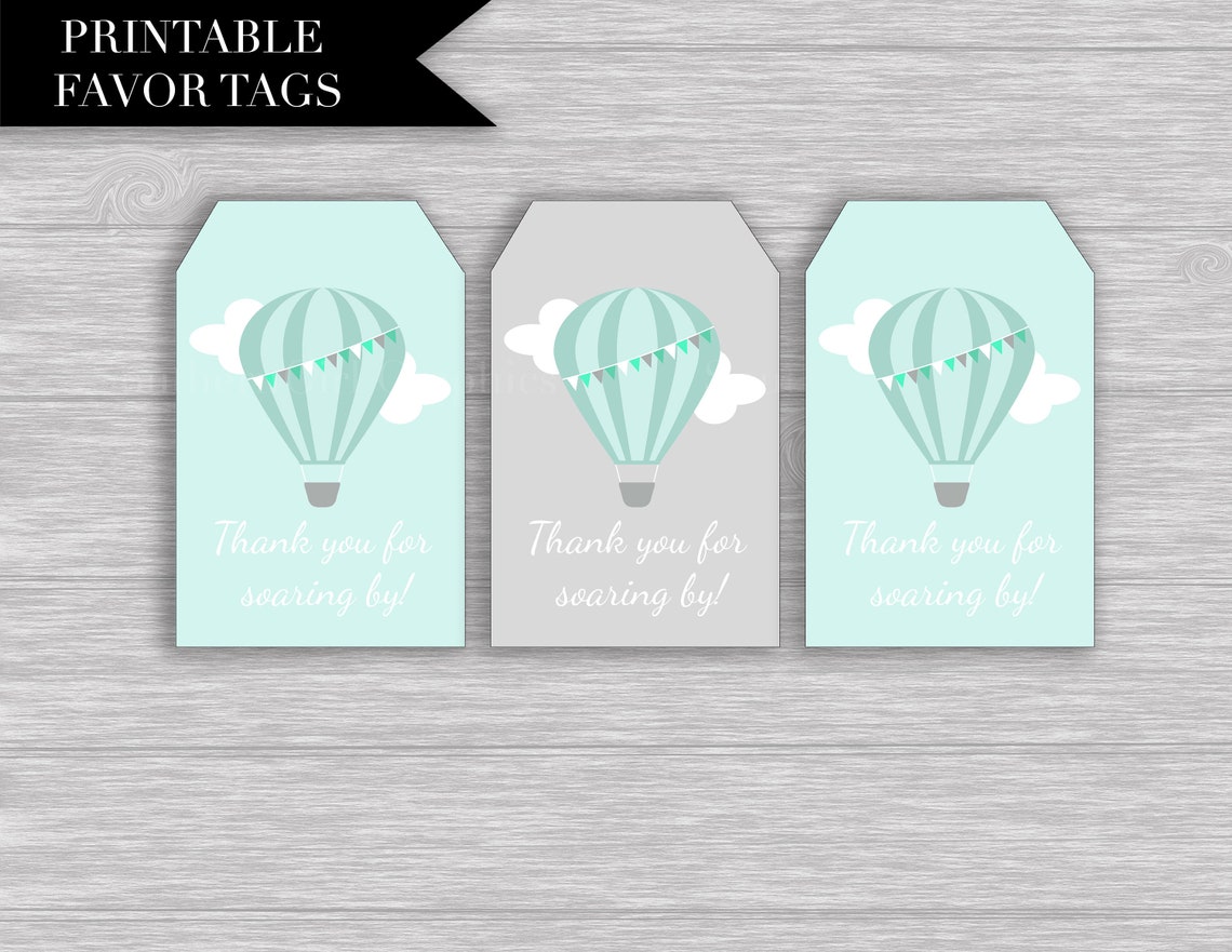 Hot Air Balloon Favor Tag Printable Digital Download: | Etsy