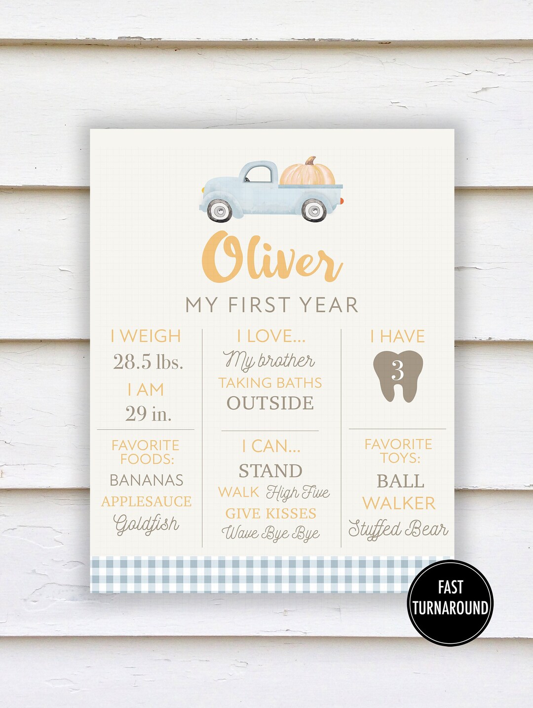 Pumpkin Truck Milestone Chart Printable: Pumpkin, First Birthday ...