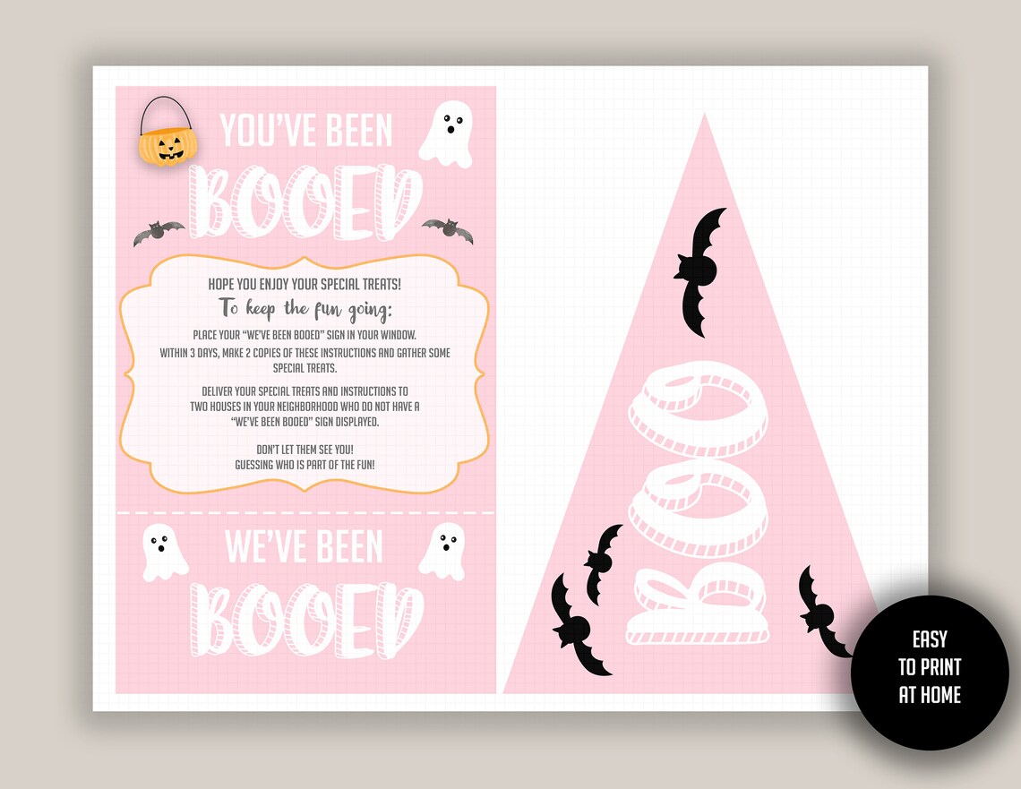 Pink You've Been Booed Kit Printable download boo - Etsy
