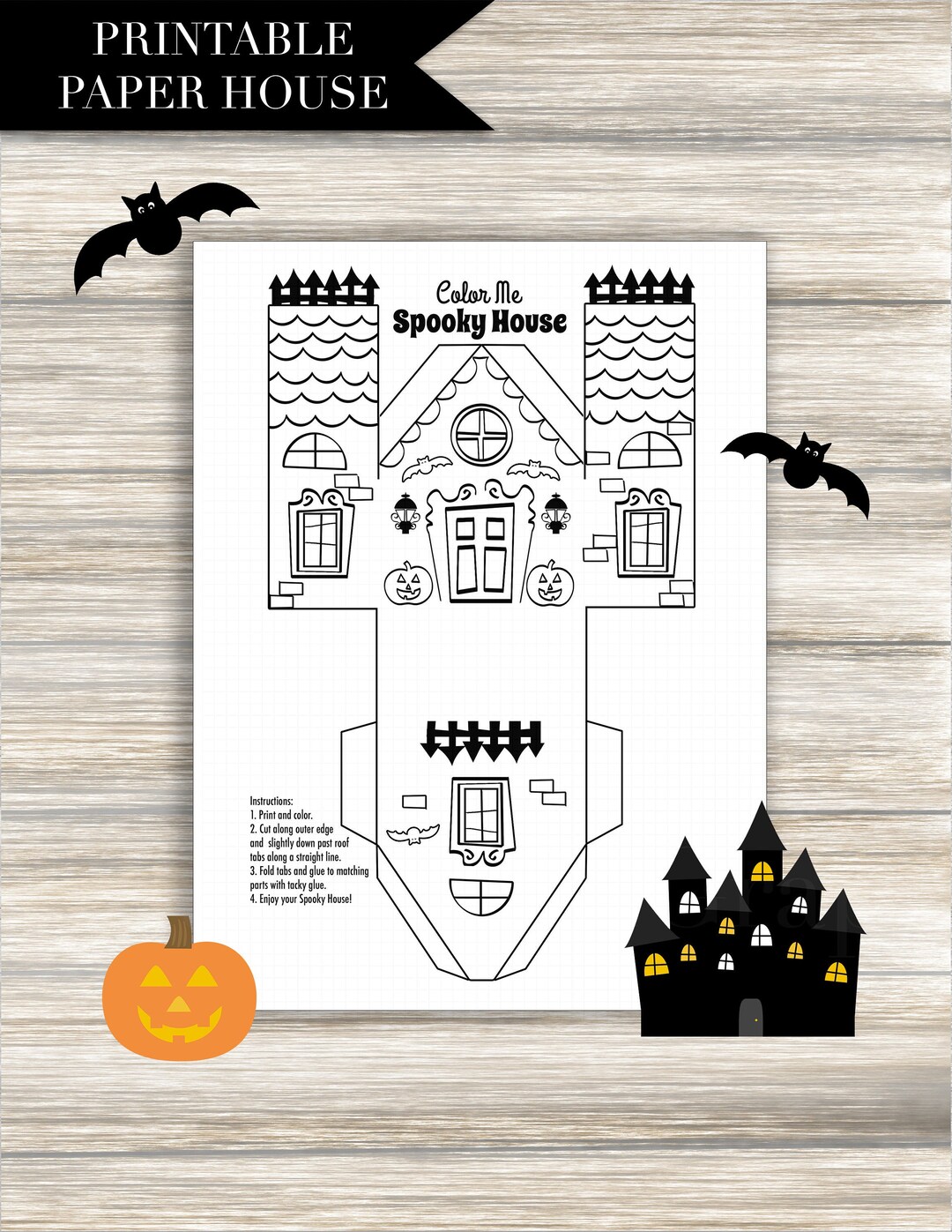 Kids Halloween Activity: Coloring, Halloween, House, Spooky House ...