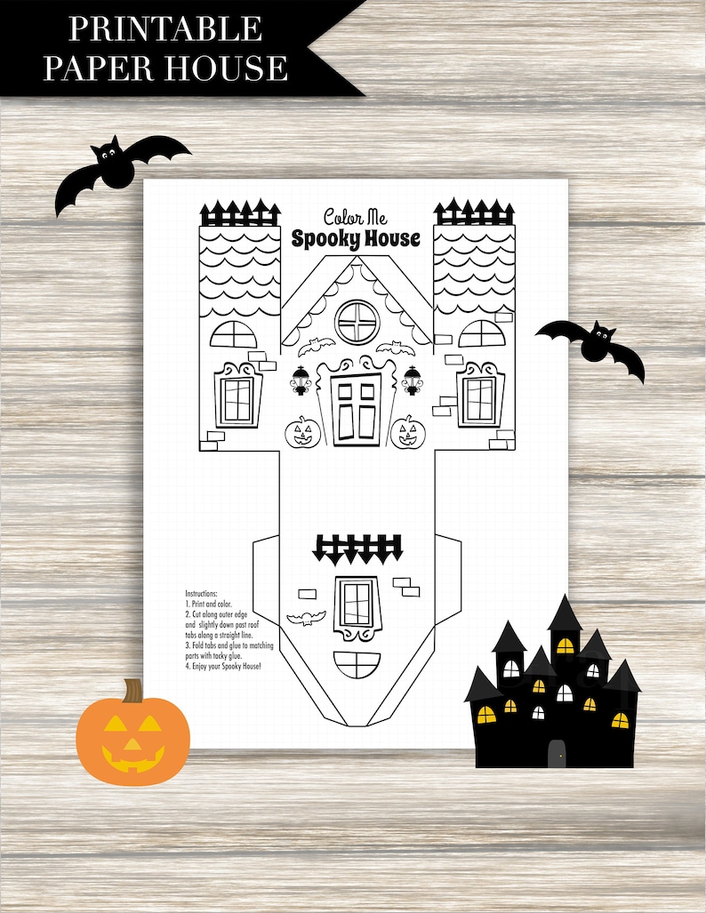 Kids Halloween Activity: Coloring, Halloween, House, Spooky House ...