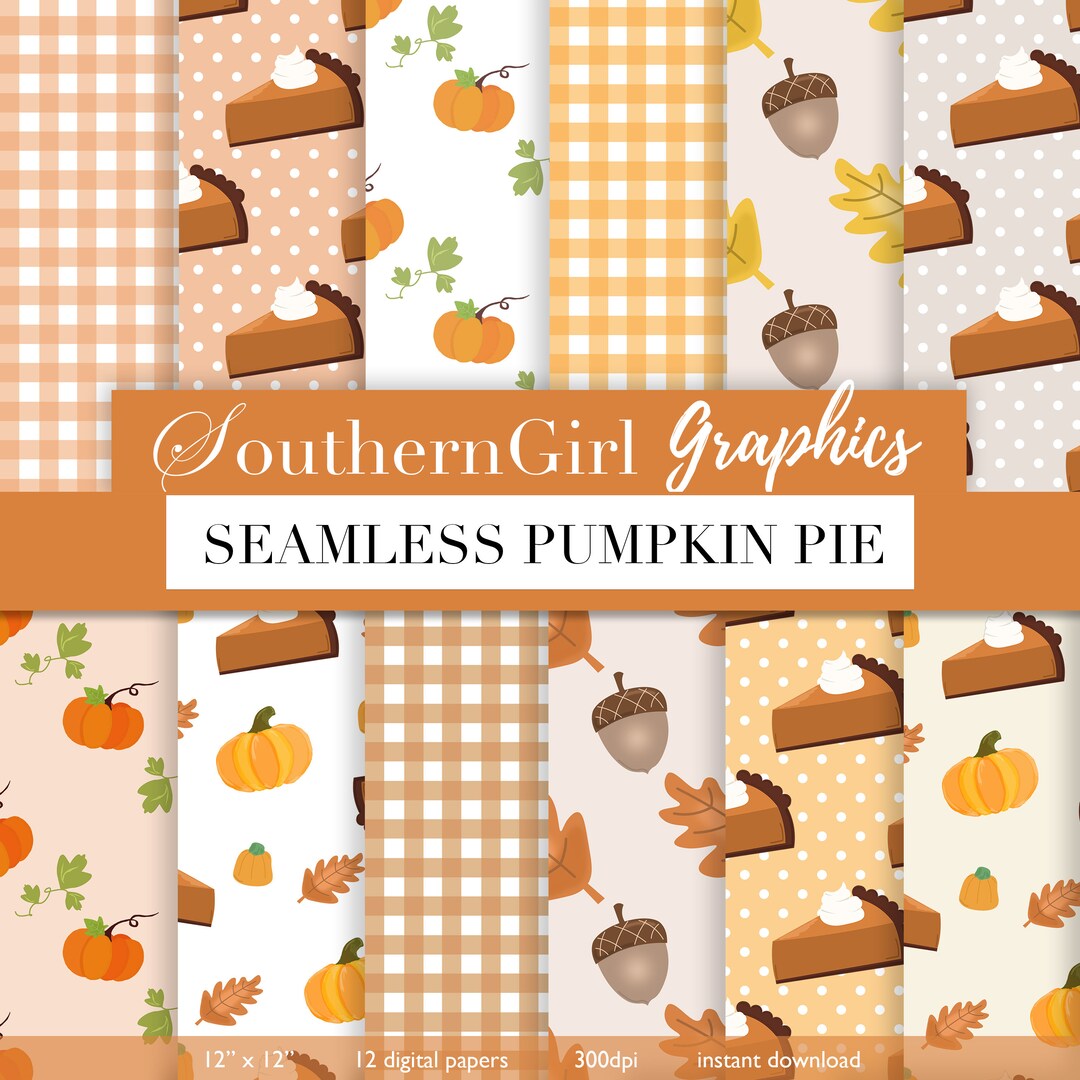 Pumpkin Pie Digital Paper "seamless PUMPKIN Pie" - Seamless Pumpkin ...