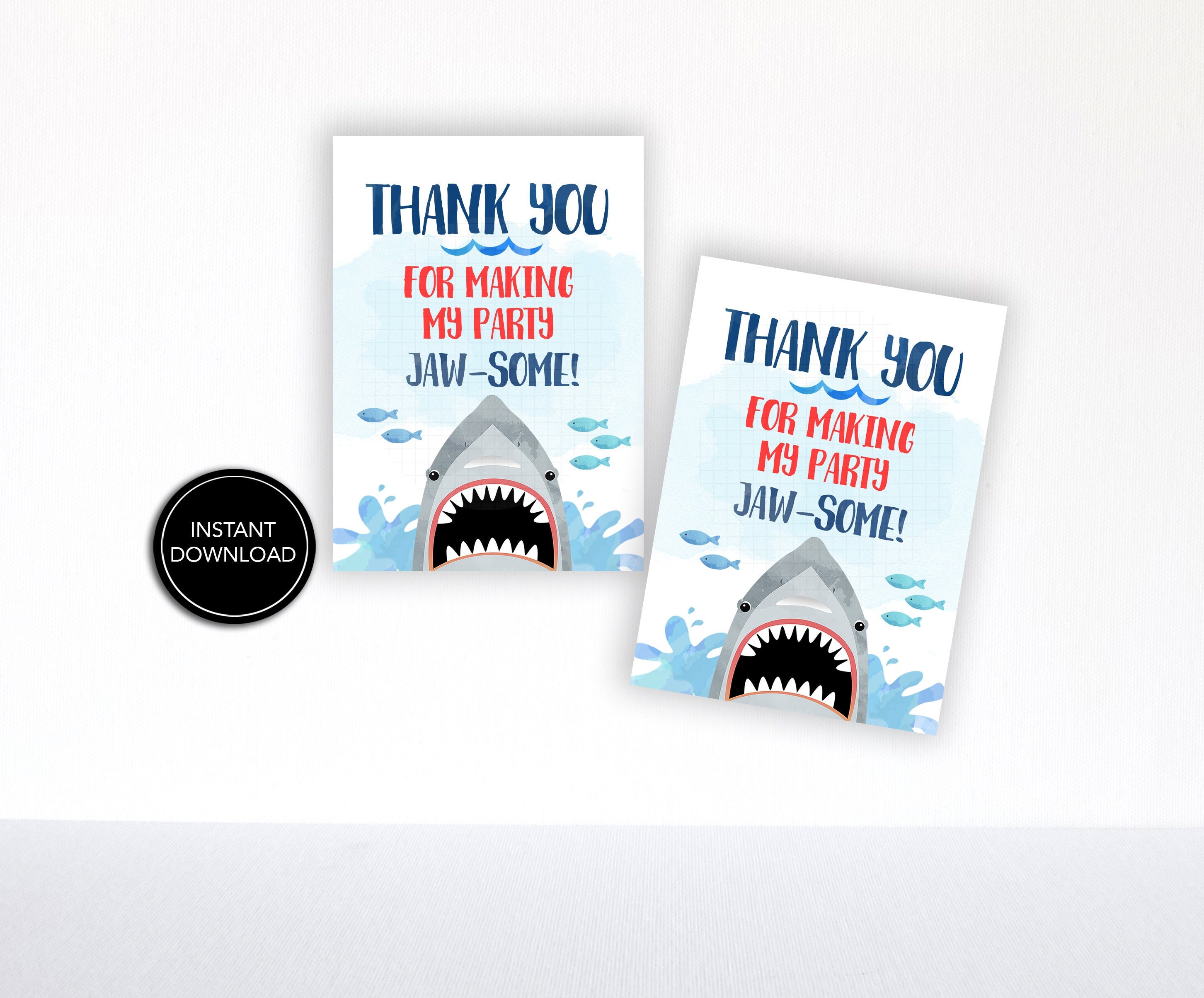 Shark Birthday Favor Tag Printable: "shark FAVOR Tag" Thanks for Making ...