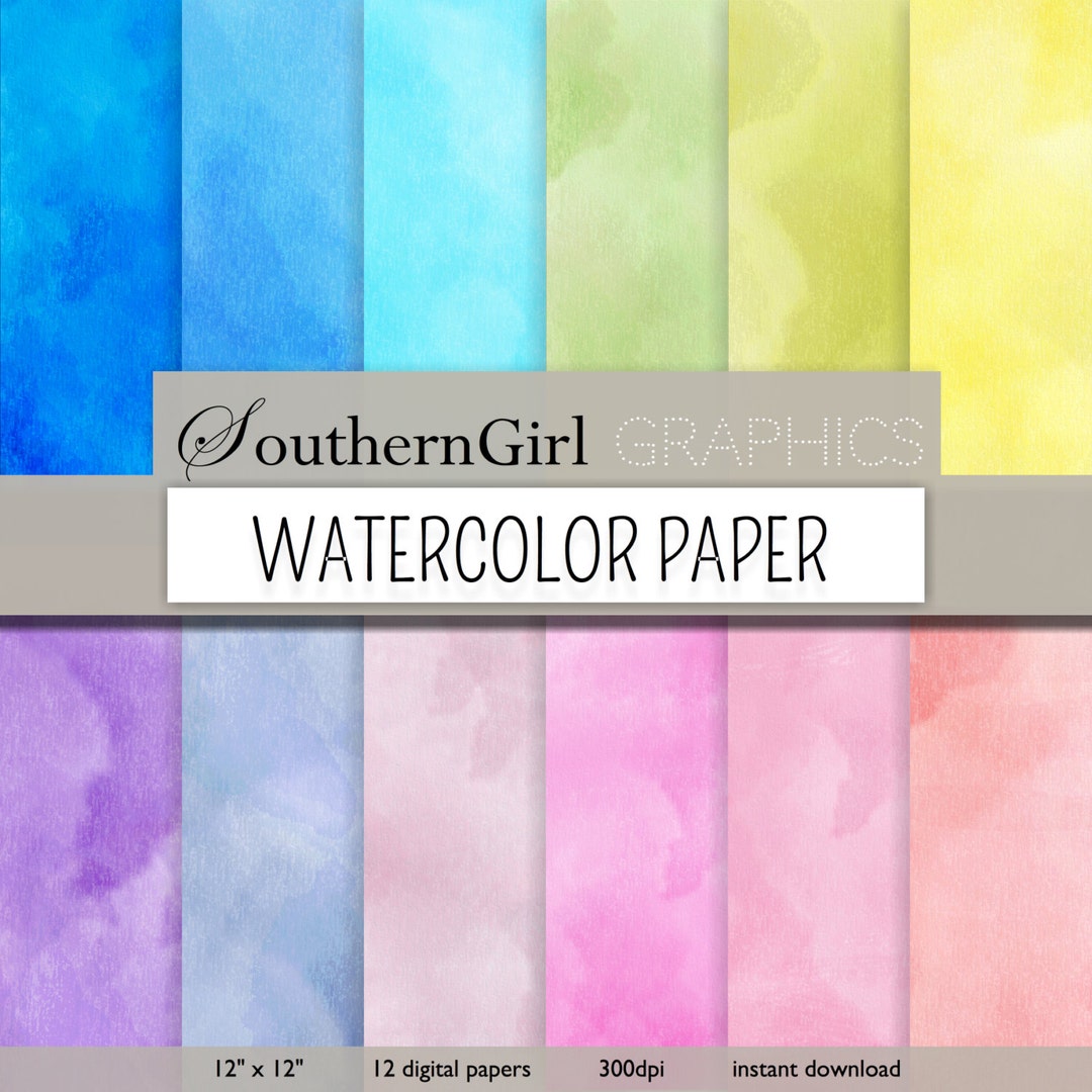 Watercolor Digital Paper - "watercolor Paper" Purple, Blue, Pink, Aqua ...