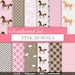Pink Horse Digital Paper Pack: Gingham, Floral Patterns (digital ...