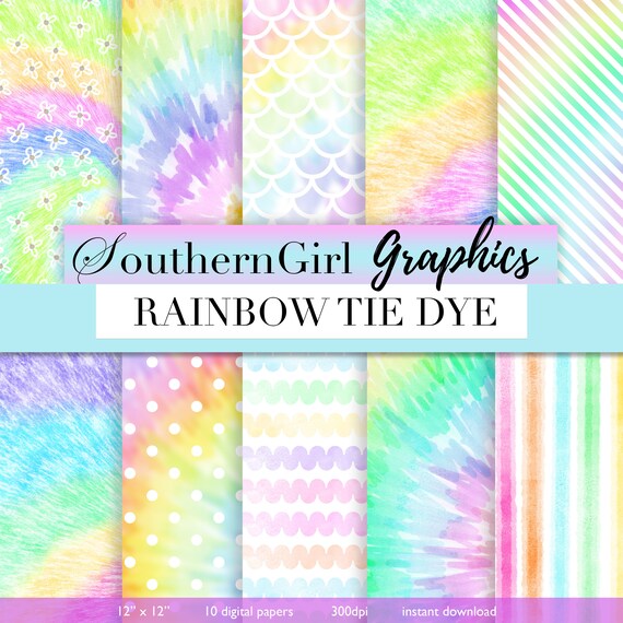 Rainbow Tie Dye Digital Paper: tie Dye Bright Tie - Etsy