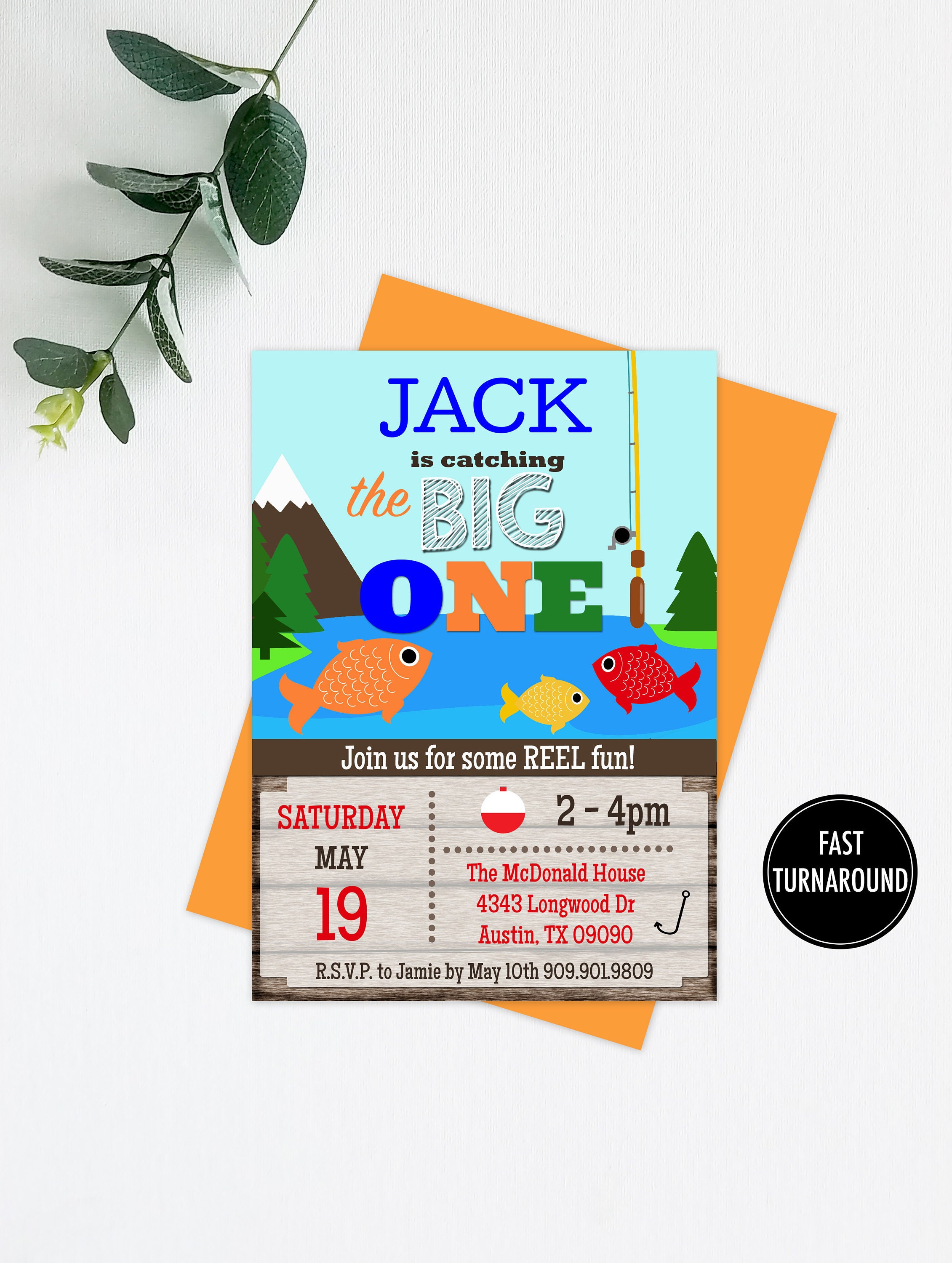 Fish Birthday Party Invitation Printable: THE BIG | Etsy