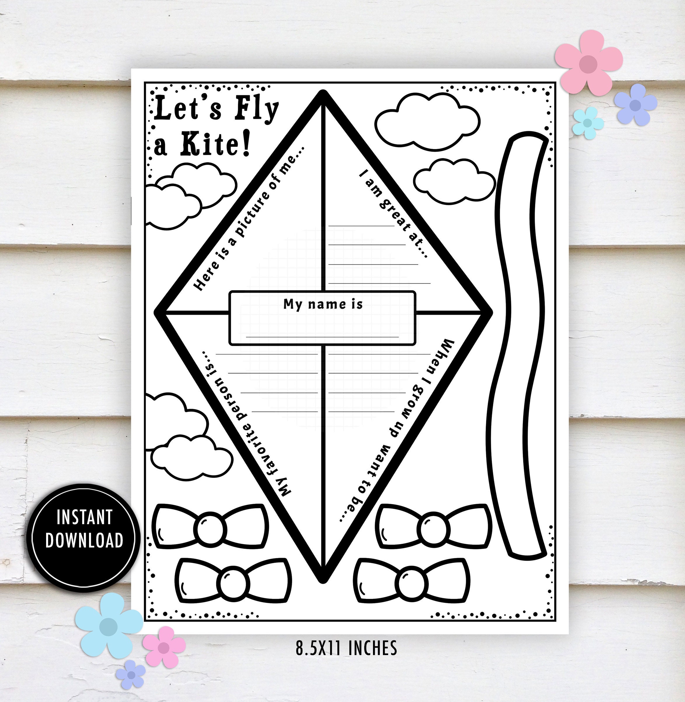 Kite Template For Bulletin Board Bulletin Board Kite Etsy