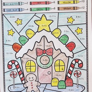 Gingerbread House Color by Number Math Worksheet | Gingerbread Class ...