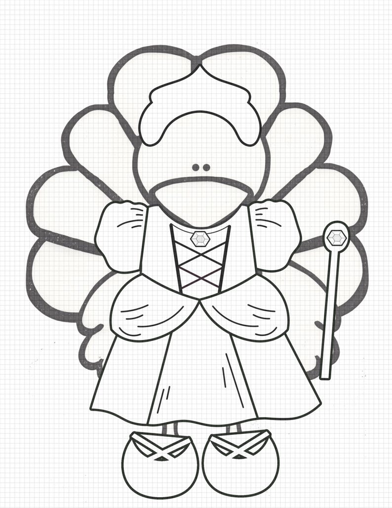 Coloring Turkey Disguise: Princess Dress up Kit (PDF) - Etsy